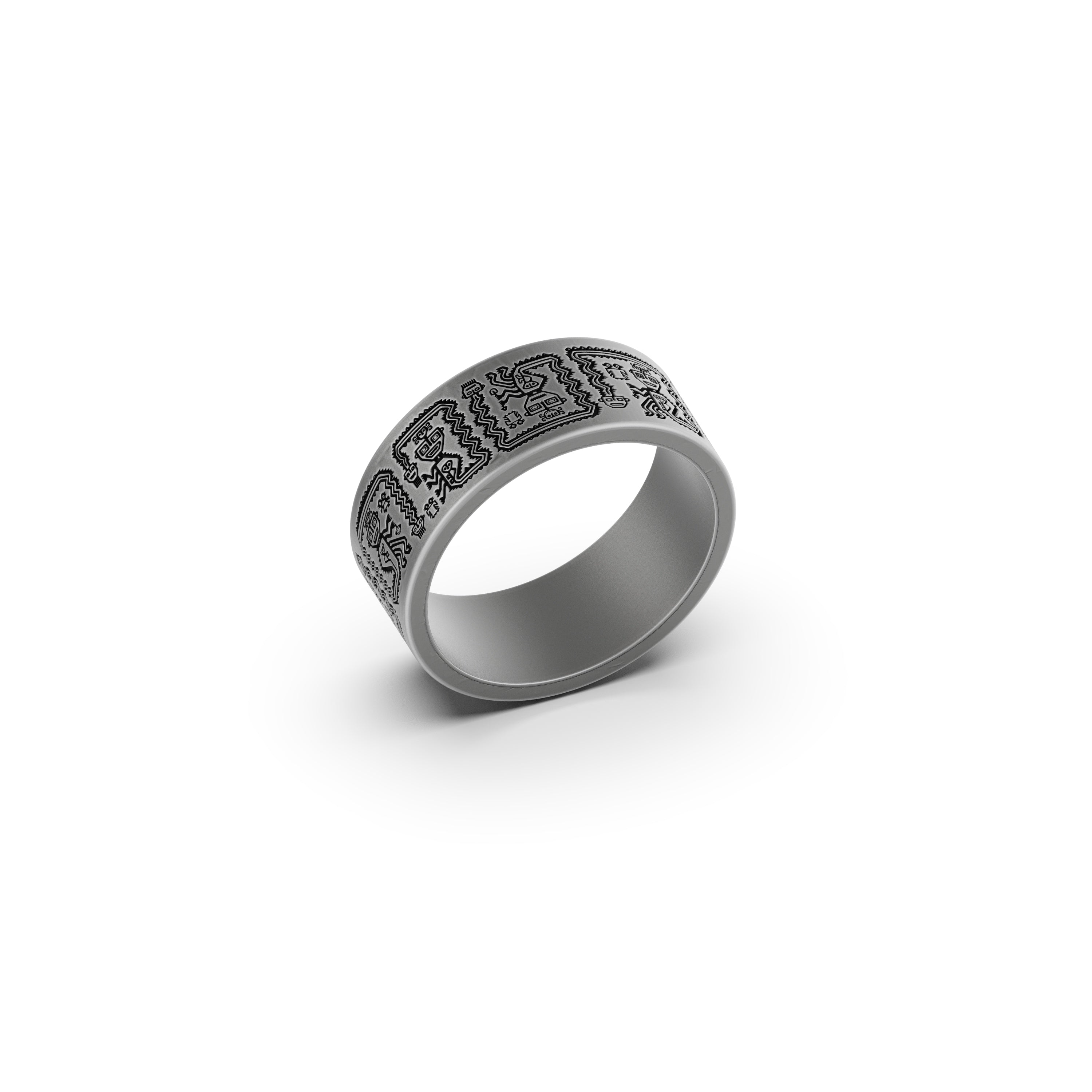 Aztec Pattern Ring | Sterling Silver Ancient Symbolic Jewelry ...