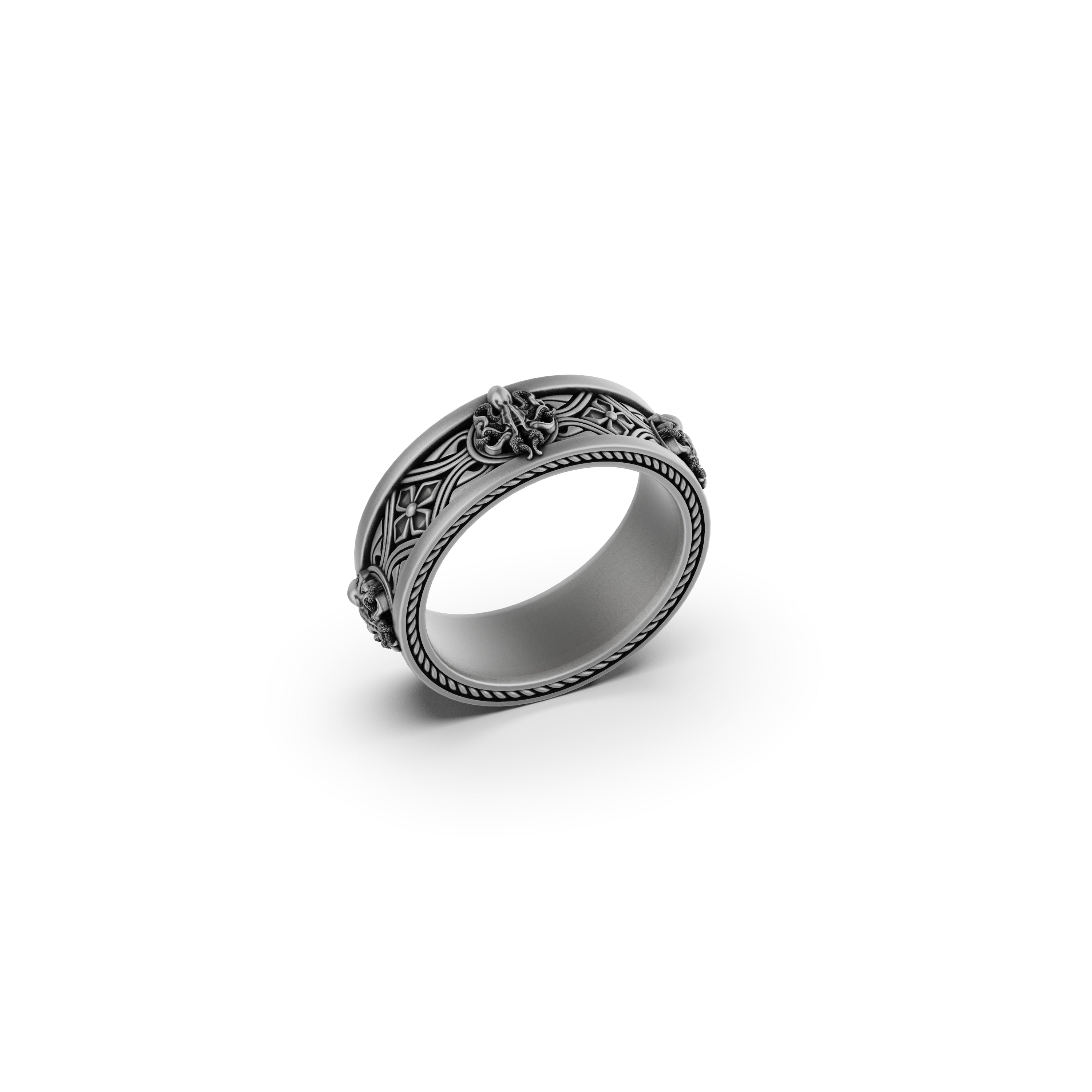 Intricate Octopus Band - Engravable – Angelios Jewelry