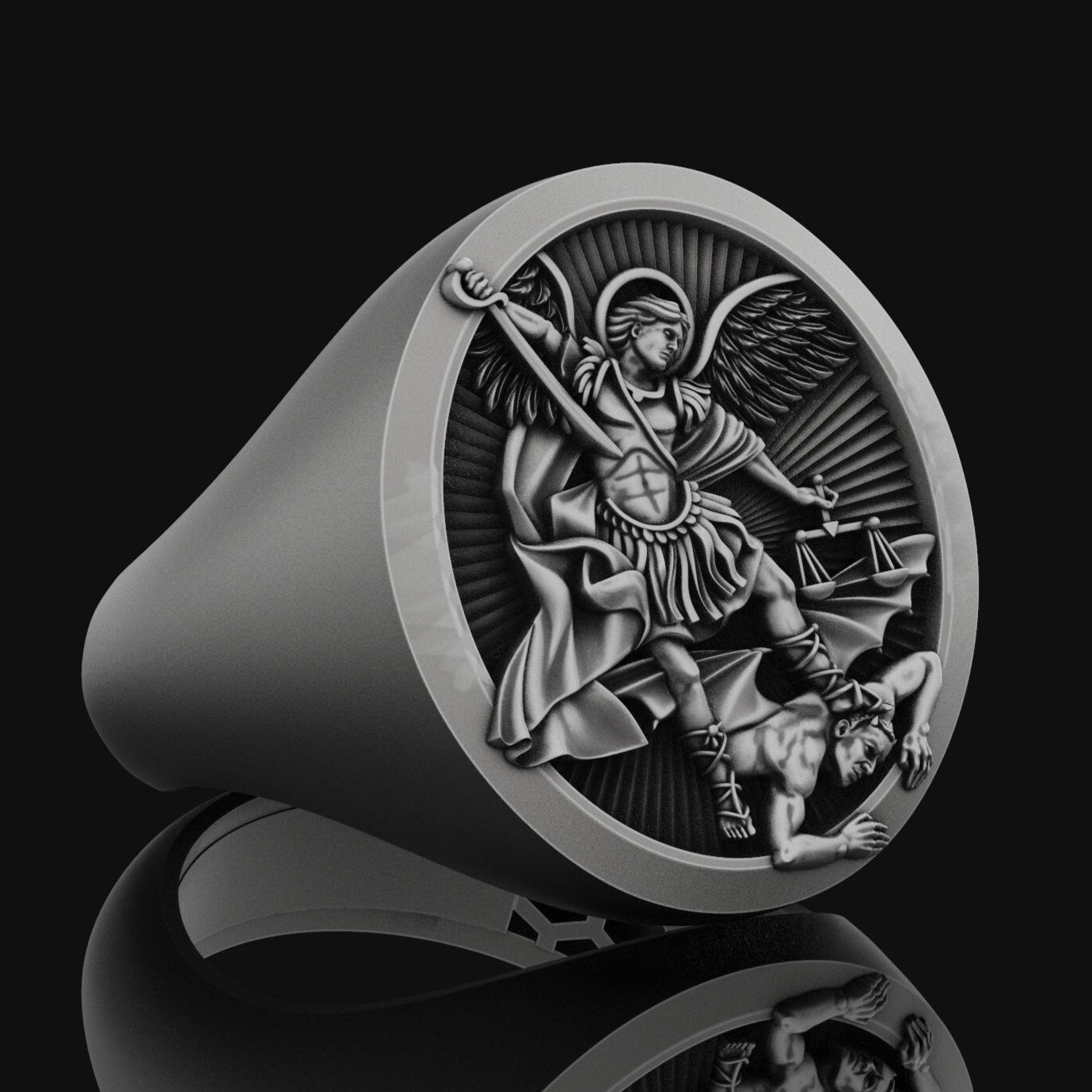 Archangel Michael Ring | Handcrafted Silver Religious Signet | Angelios ...