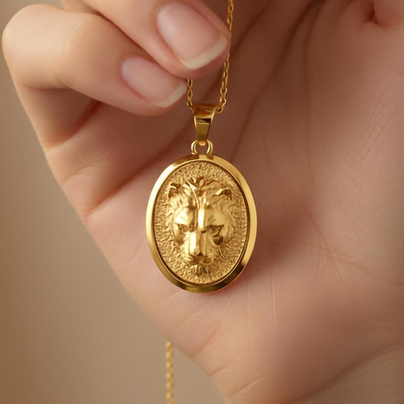 Gold Lioness Pendant - Engravable | Angelios Jewelry