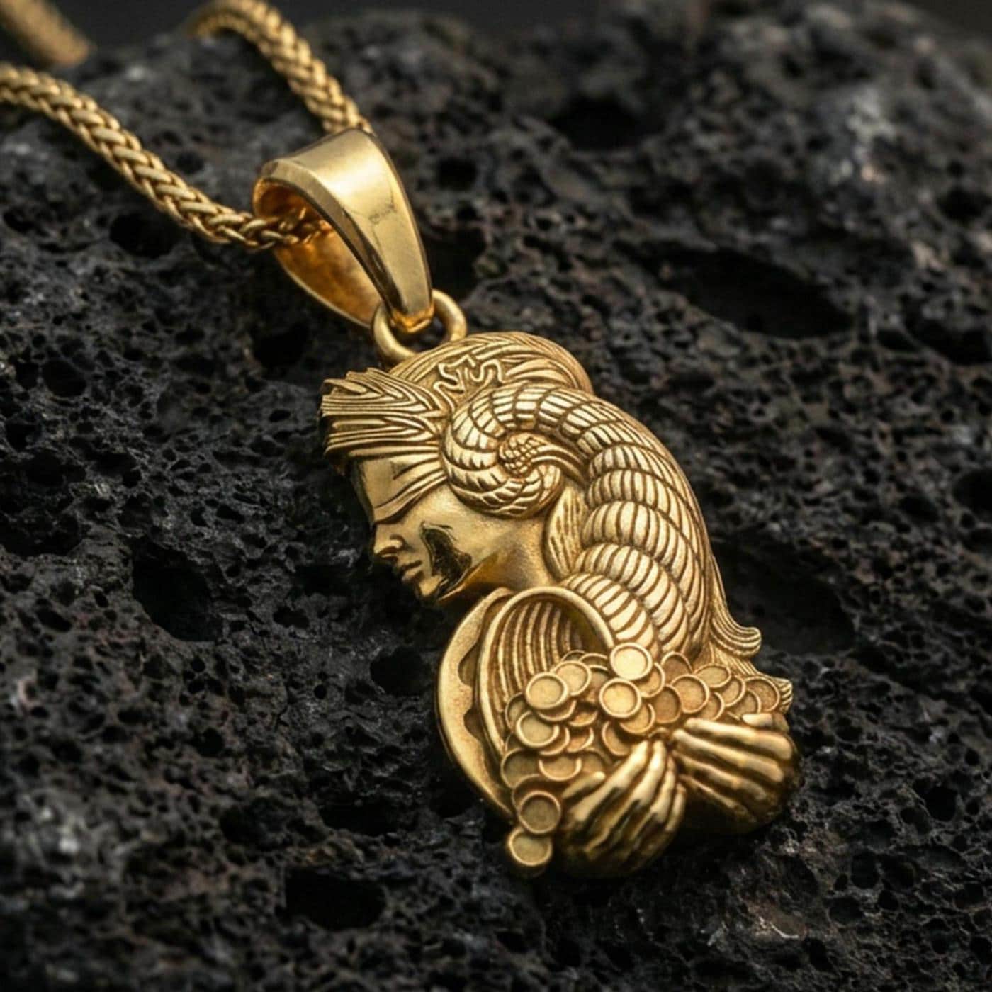 Lady Fortuna Pendant Necklace | Horn of Plenty Talisman | Angelios Jewelry