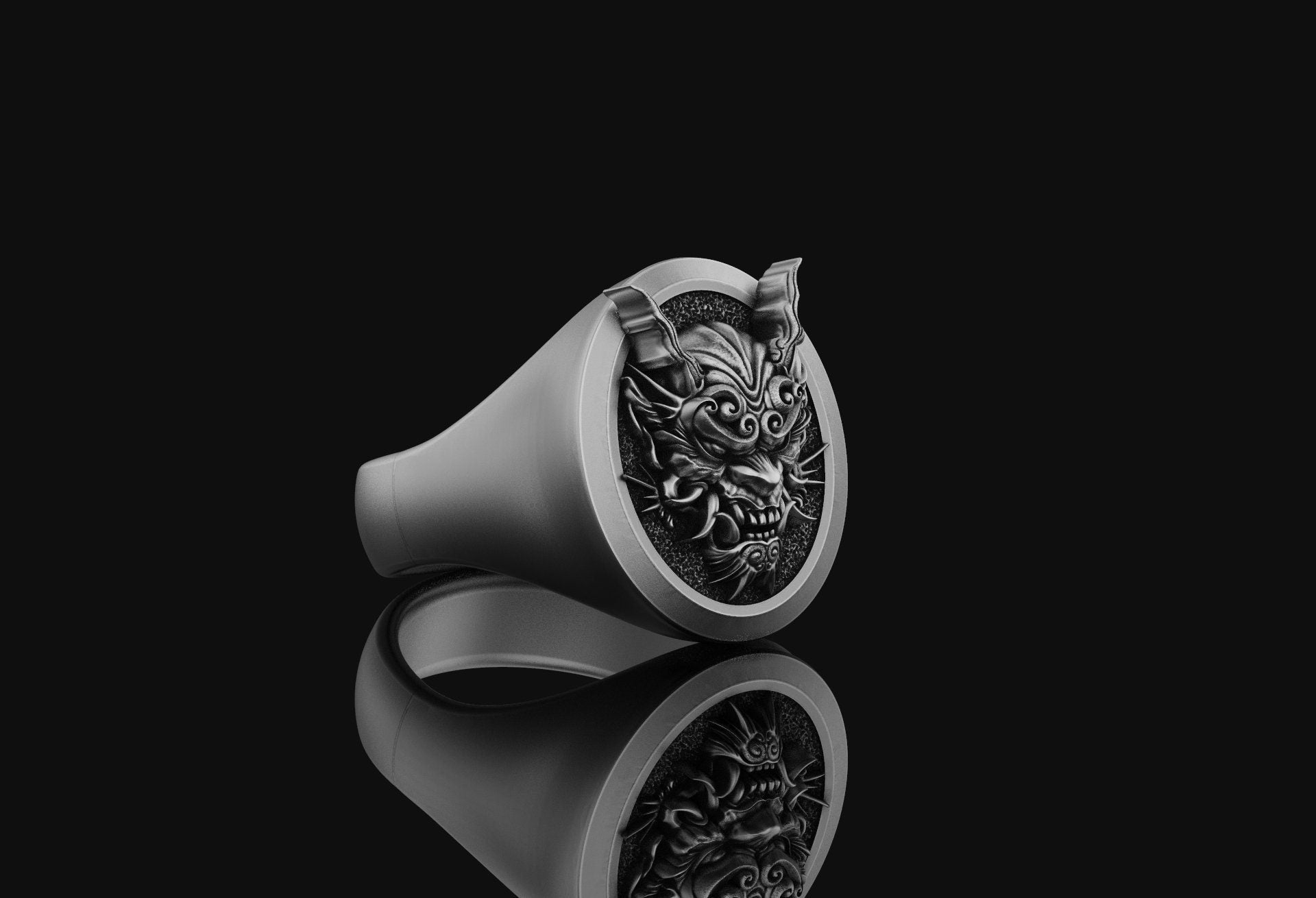 Oni Mask Signet Ring | Angelios Jewelry